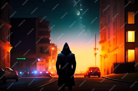 Premium Ai Image Hacker In The Hood Silhouette In The Dark