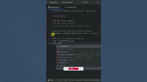 Pairwise Sequence Alignment Biopython Tutorial Tips And Tricks Bioinformatics Youtube