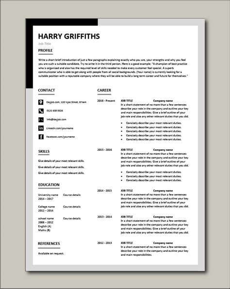 No Photo CV Templates
