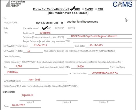 Cams Sip Cancellation Form Puneinvest