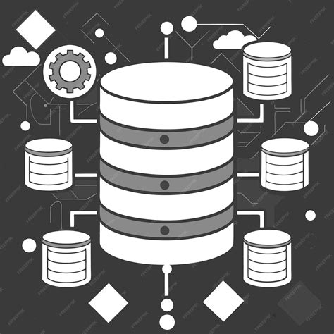 Technology Concept Flat Vector Style Illustration Featuring Database Design Elements Premium