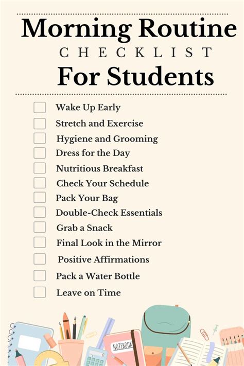 Morning Routine Checklist For Students In 2025 School Routine For