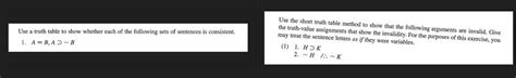 Solved Use A Truth Table To Show Whether Each Of The