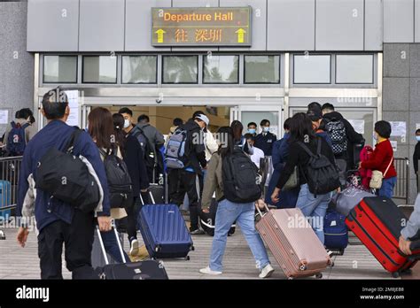 Travelers In The Border Control Area At Shenzhen Bay On The First Day