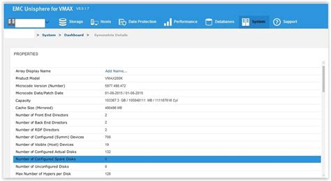 Unisphere For Vmax Unable To See Any Spare Disks In Symmetrix Details Dashboard For Vmax3