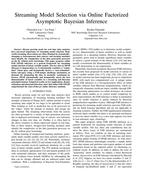 Pdf Streaming Model Selection Via Online Factorized Asymptotic Bayesian Inference
