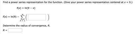 Solved Find A Power Series Representation For The Function Chegg