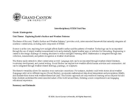 Elm 462 Unit Plan 24 Fill In For Your Unit Plan Interdisciplinary Stem Unit Plan Grade