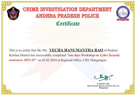 Hanumantha Rao Vecha On Linkedin Cid Cybersecurity Andhrapardeshpolice Workshop Awareness