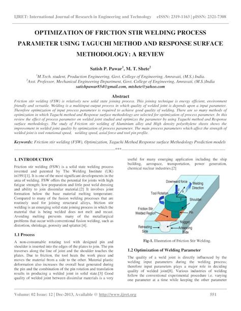 pdf optimization of friction stir welding process parameter using