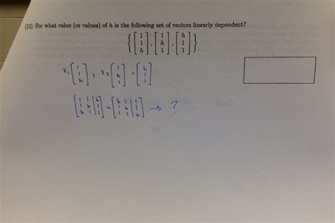 solved for what value or values of h is the following set