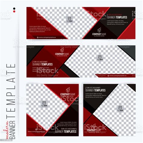 빨간색과 검은색 웹 배너 템플릿 사진에 대 한 공간을 가진 표준 크기 현대적인 디자인 0명에 대한 스톡 벡터 아트 및 기타
