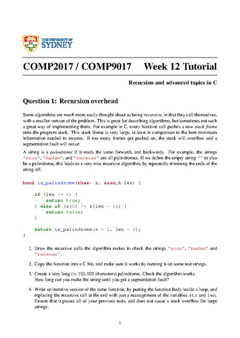Week 12 Recursion And Aliasing Comp2017 Comp9017 Week 12 Tutorial