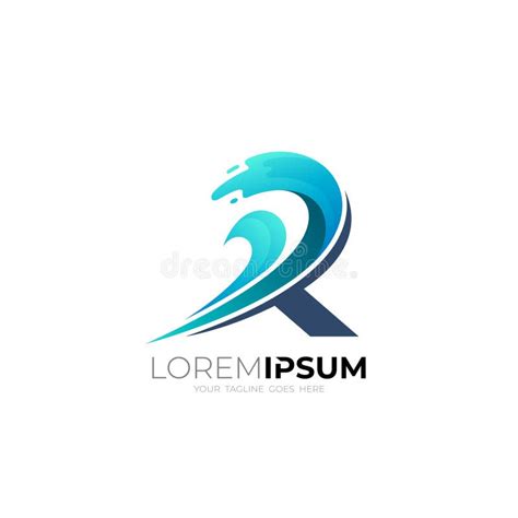 Letter R Logo And Water Wave Design Combination Stock Vector