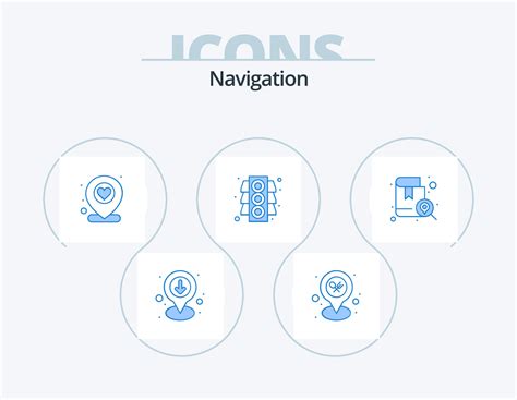 Navigation Blue Icon Pack 5 Icon Design Journey Traffic Pin Signal