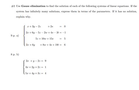 solved 2 use gauss elimination to find the solution of