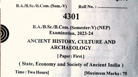State Economy And Society In Ancient India B A 3rd Year 5th Semester 1st Paper Previous Year
