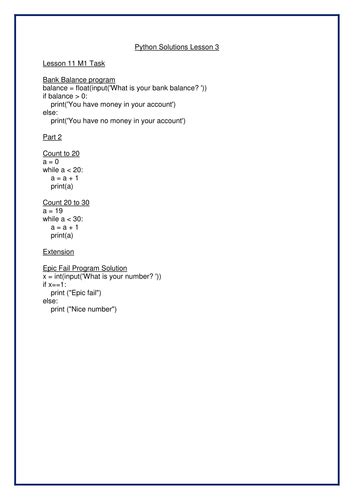 Ks3 Python Programming Lesson Task Resources Teaching Resources