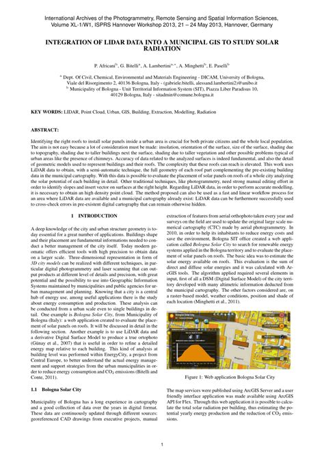 PDF Integration Of LIDAR Data Into A Municipal GIS To Study Solar Radiation