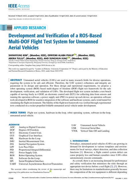 Pdf Development And Verification Of A Ros Based Multi Dof Flight Test System For Unmanned