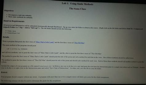 Solved Lab 1 Using Static Methods The Poems Class