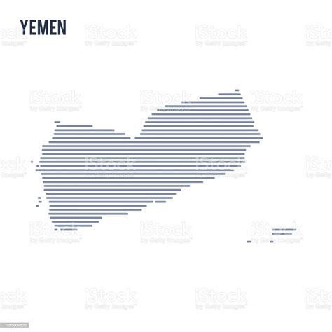 Vector Abstract Hatched Map Of Yemen With Lines Isolated On A White Background Stock