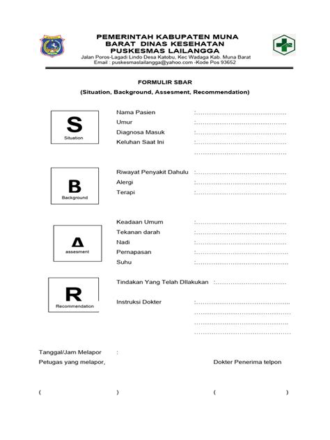 Formulir Sbar Pdf