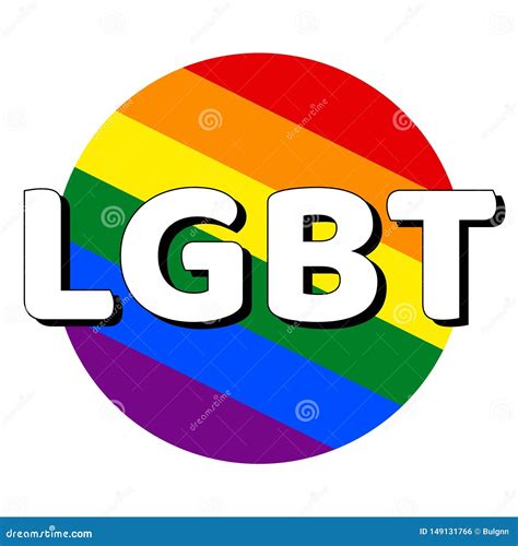 Circle Button Icon Of Rainbow Lgbt Pride Flag With Inscription In