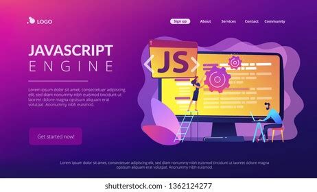 Programmers Using Javascript Programming Language On Stock Vector