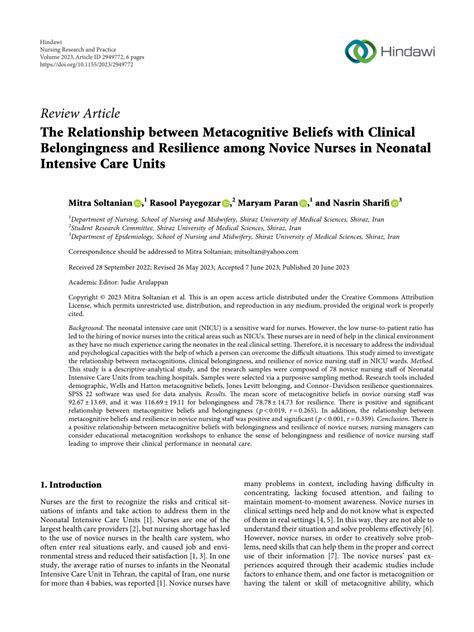 Pdf The Relationship Between Metacognitive Beliefs With Clinical Belongingness And Resilience