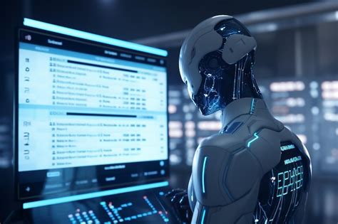 Premium Photo Aipowered Robot Analyzing Data Streams In A Futuri 00076 02