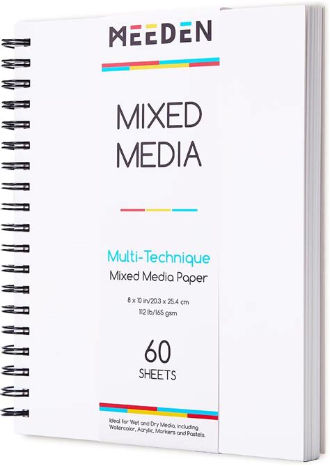 Meeden Mixed Media Paper Pad 8 X 10 112lb 165gsm Spiral Bound Mixed Media