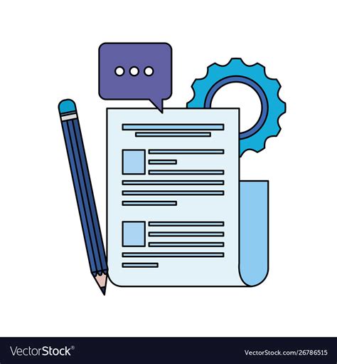Gear Machine Settings With Document File Vector Image