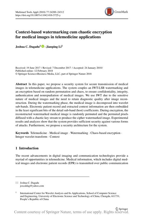 Context Based Watermarking Cum Chaotic Encryption For Medical Images In Telemedicine Applications