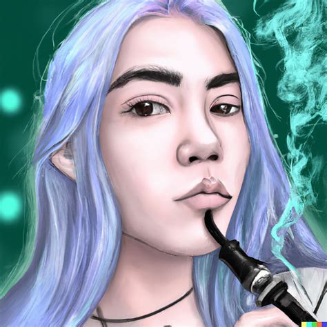 Young Woman With Blue Gray Hair Vaping 4 • Viarami