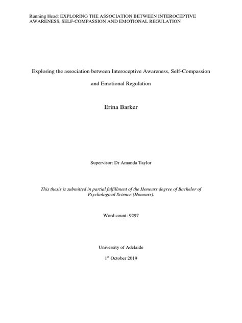 Exploring The Association Between Interoceptive Awareness Self Compassion And Emotional