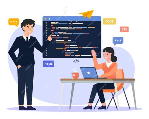premium vector professional team working on a programming software