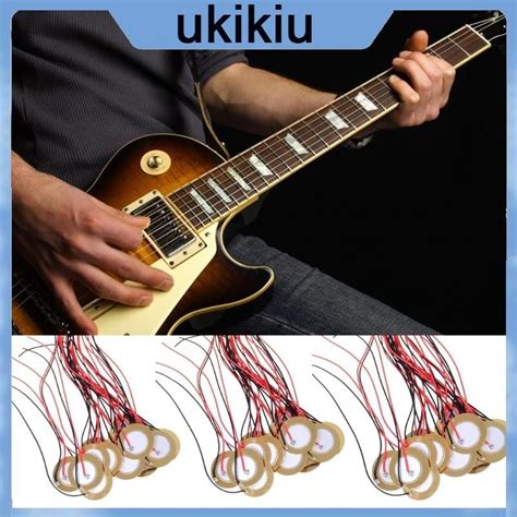 Uki 15pcs Piezo Disc Guitar Piezo Element Sensor With Wire Pickup Transducer Microphone Triggers