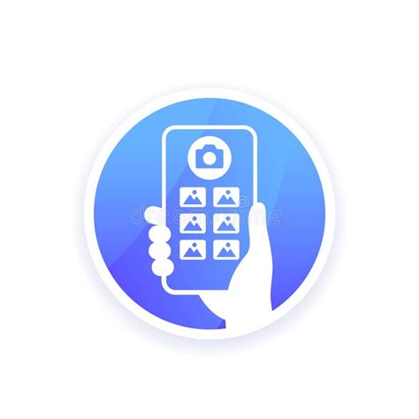 Photo Gallery App Smart Phone In Hand Vector Icon Stock Vector