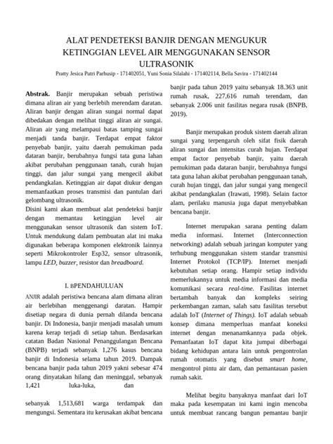 Alat Pendeteksi Banjir Dengan Mengukur Ketinggian Level Air Menggunakan