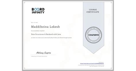 Completion Certificate For Data Structures And Backend With Java