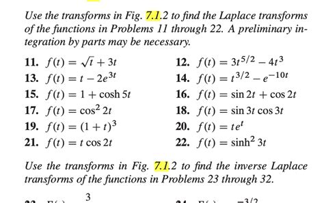 solved use the transforms in fig 7 1 2 to find the laplace