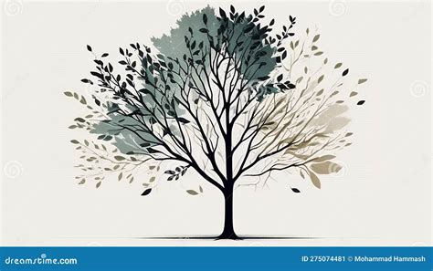 Minimalist Tree Illustration In Flat Design Graphics Made With Generative Ai Cartoondealer