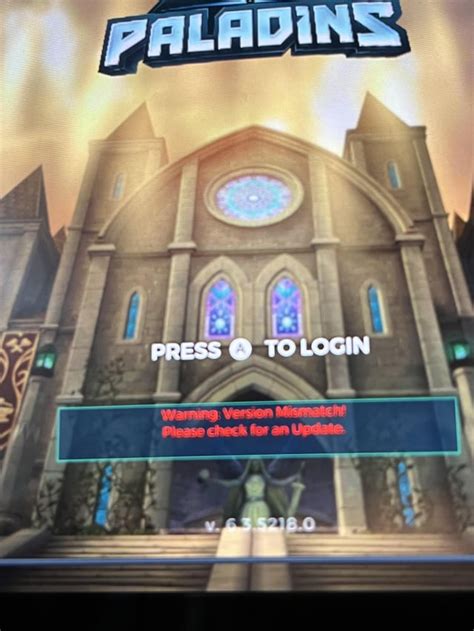 Warning Version Mismatch Rpaladins