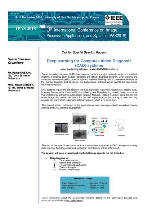 Pdf Deep Learning For Computer Aided Diagnosis Cad Systems Ipas 2018 Special Session