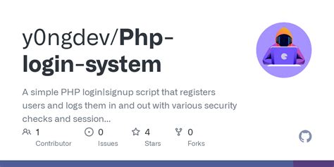 Php Login Systemindexphp At Main · Y0ngdevphp Login System · Github