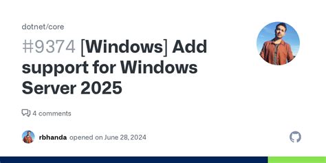Windows Add Support For Windows Server 2025 · Issue 9374 · Dotnet