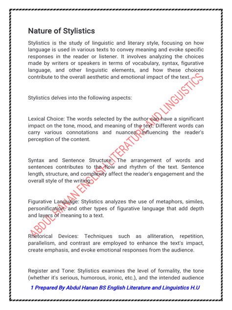 Nature Of Stylistics Pdf Linguistics Narrative