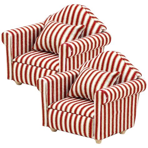 2 Sets Simulation Sofa Home Decor Miniature Scene Models Doll House Red