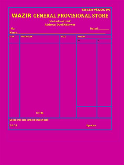 Bill Format Pdf